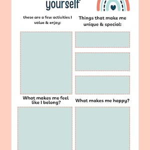 Self Esteem Therapy Worksheets, Coping Skills (printable) - Etsy