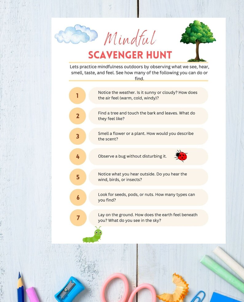 Mindfulness Scavenger Hunt, Kids Mindfulness Activity, Classroom ...