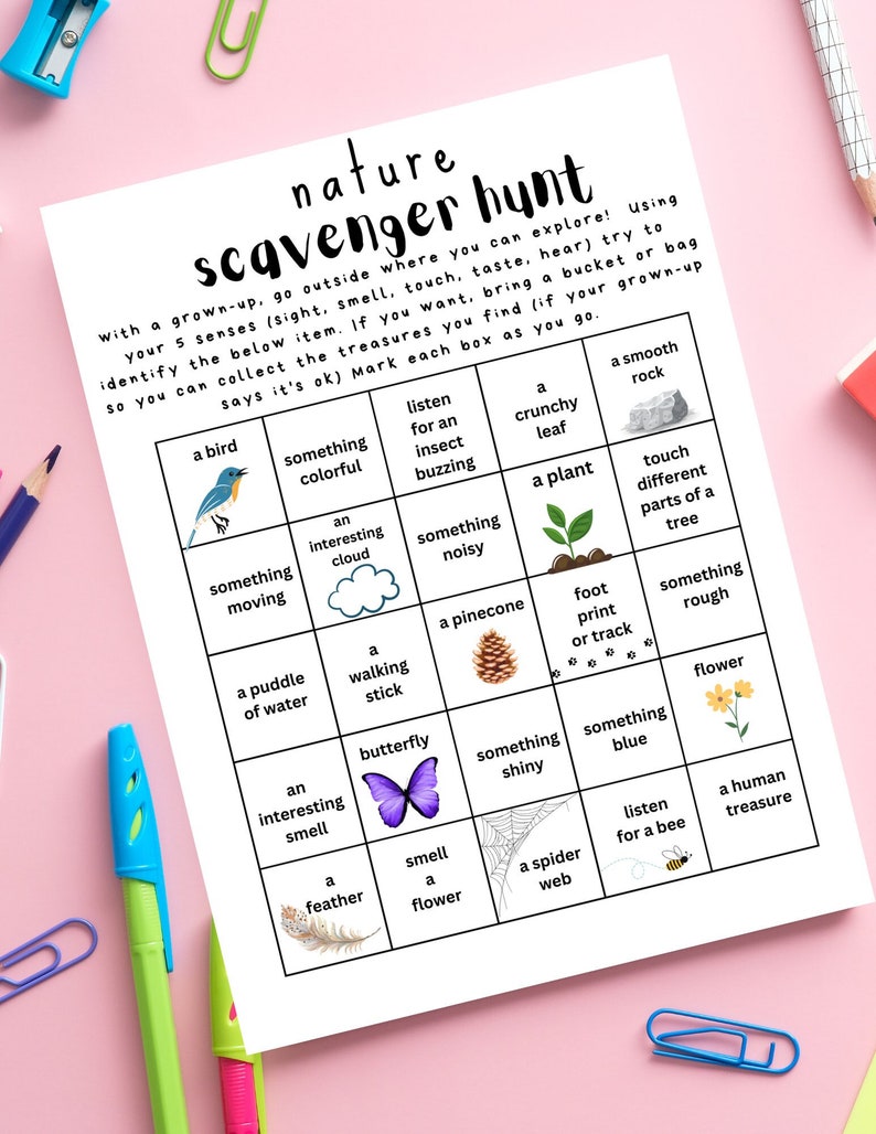 Nature Scavenger Hunt for Kids, Screen-free Activity, Summer Outdoor ...