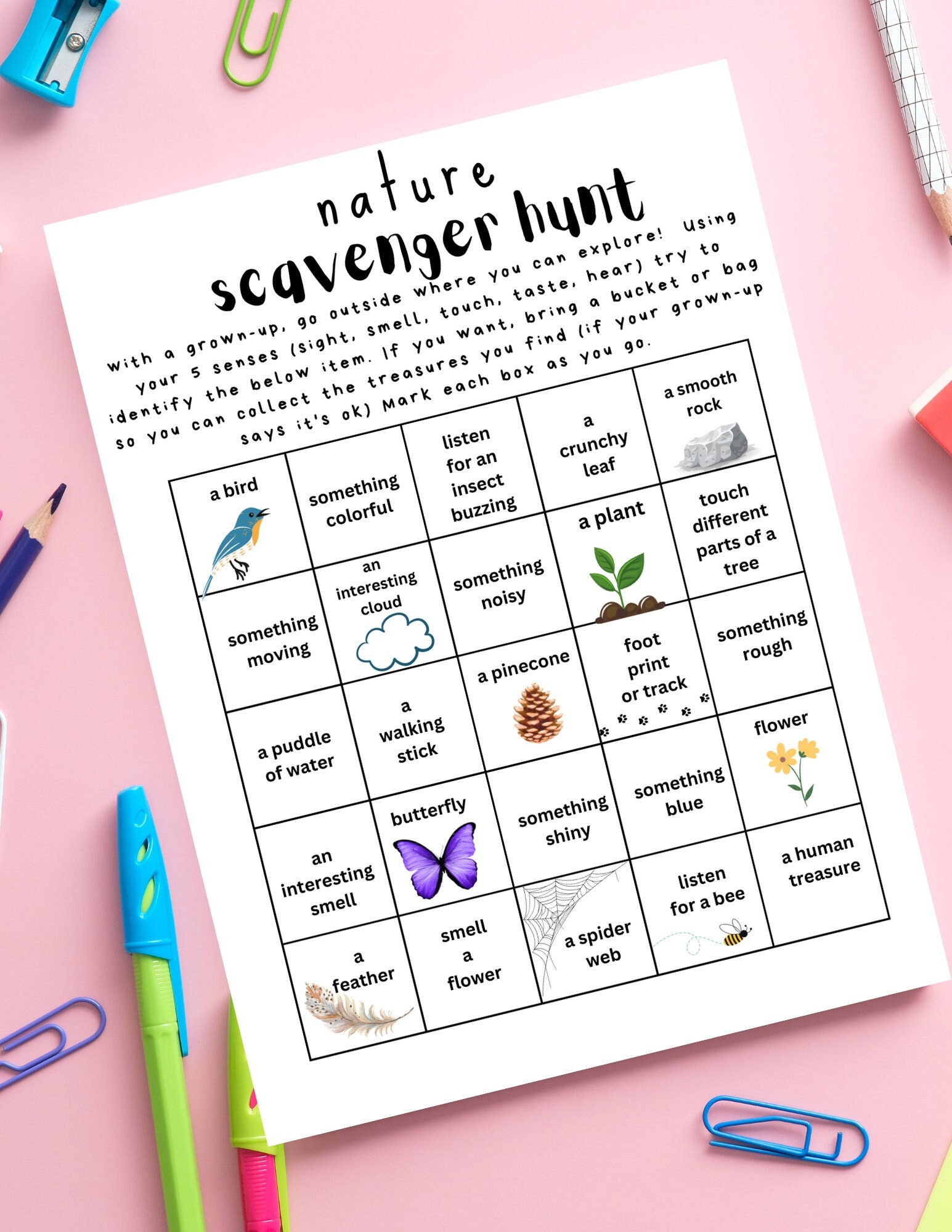 Nature Scavenger Hunt for Kids, Screen-free Activity, Summer Outdoor ...