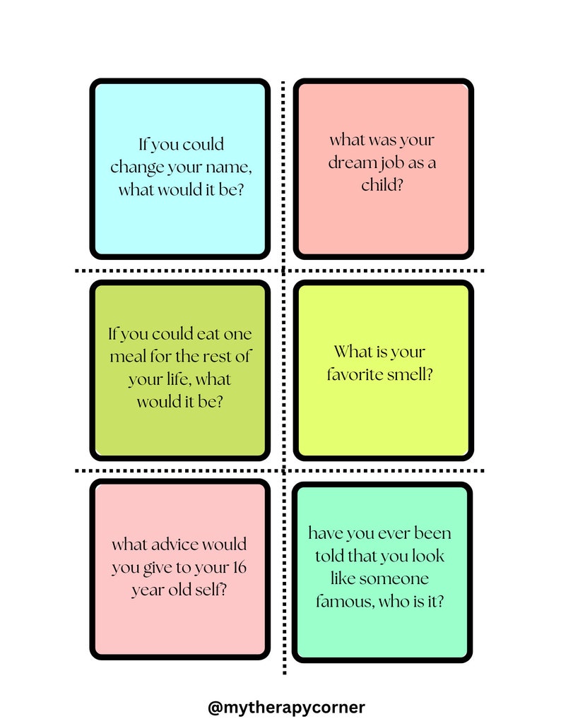 Ice Breaker Question- Set of 50 Cards, Group Therapy Tools, Fun ...