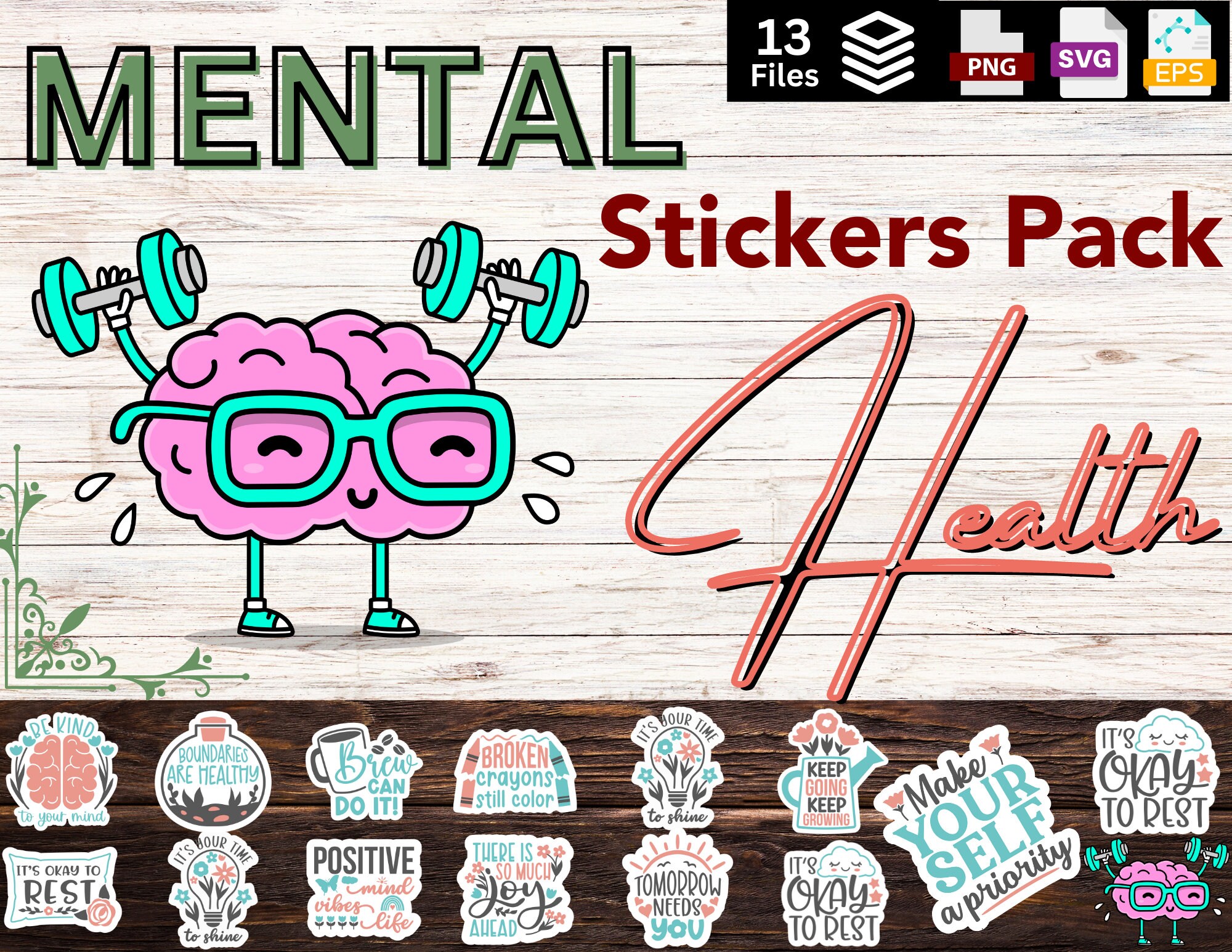 Retro Boho Mental Health Stickers Bundle - Etsy