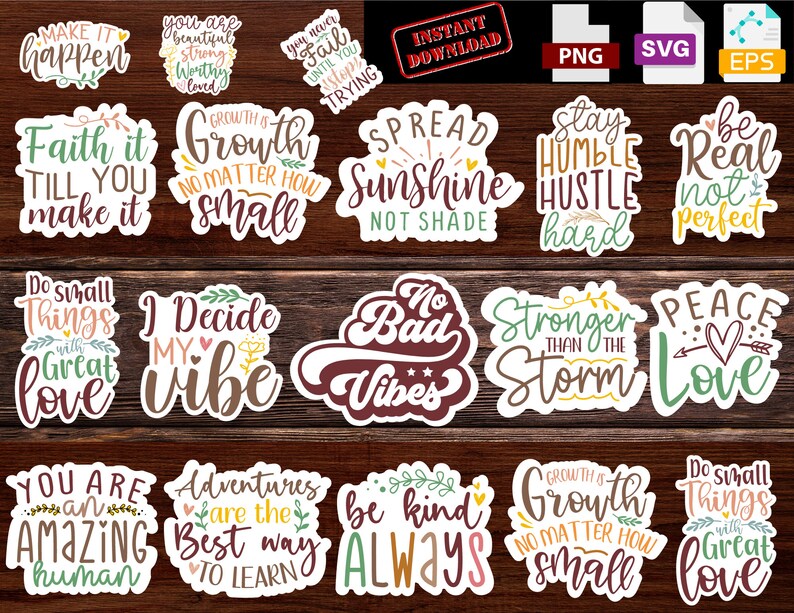 Boho Motivational Stickers Bundle - Etsy