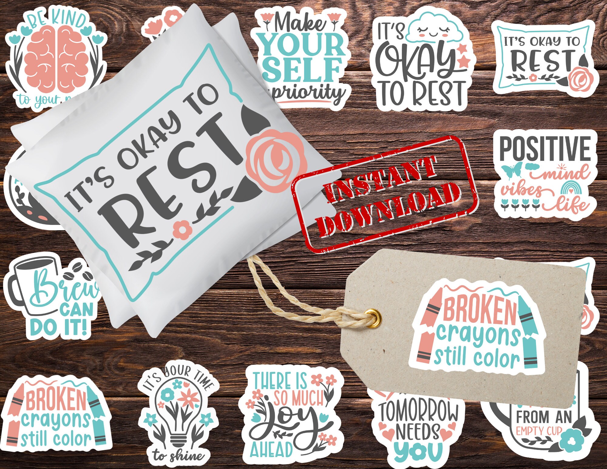 Retro Boho Mental Health Stickers Bundle - Etsy