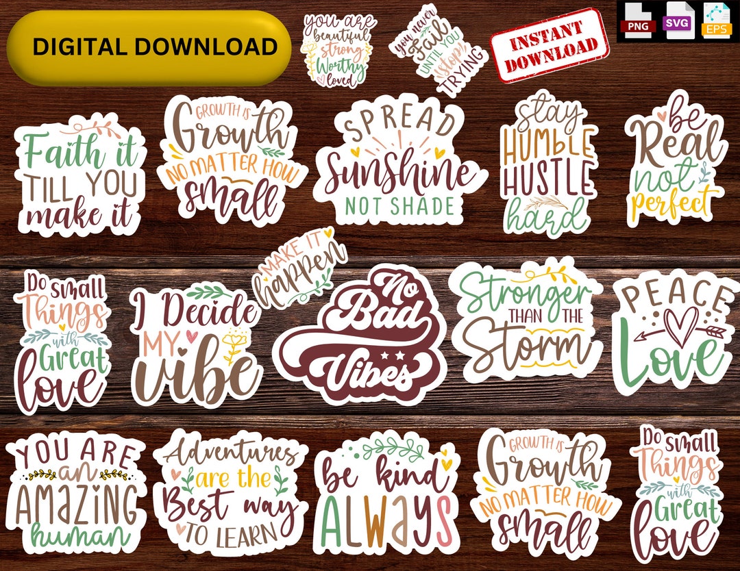 Boho Motivational Stickers Bundle - Etsy