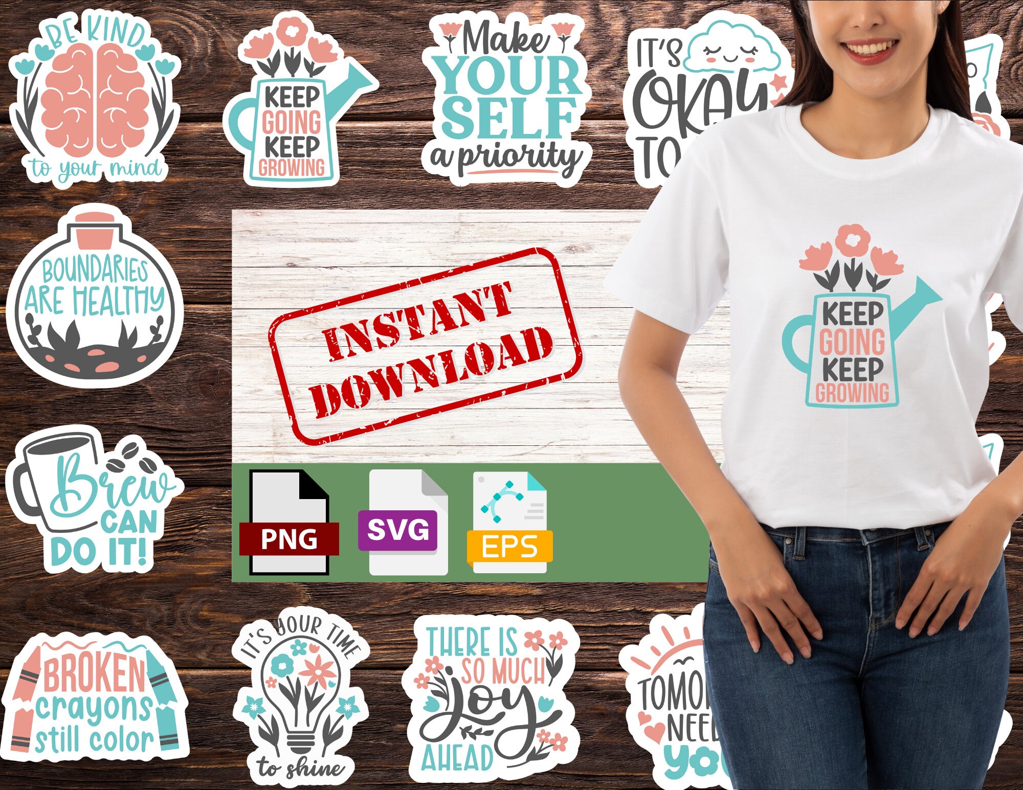 Retro Boho Mental Health Stickers Bundle - Etsy