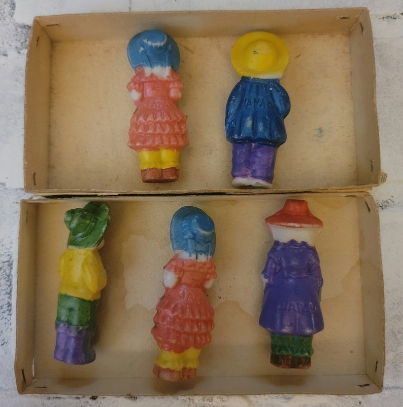 Antique Frozen Charlotte and Charlie Penny Bisque Japan Dolls Set of 5 ...