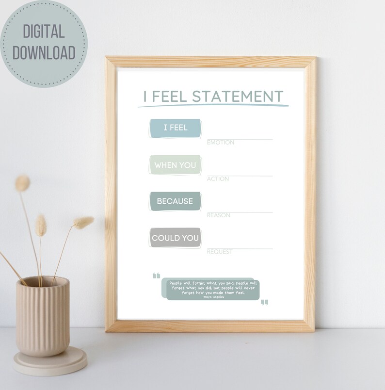 I Feel Statement Poster Counselor Office Decor School Psychologist ...