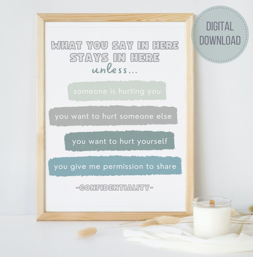 Confidentiality Poster Sign School Counselor Psychologist Counseling ...