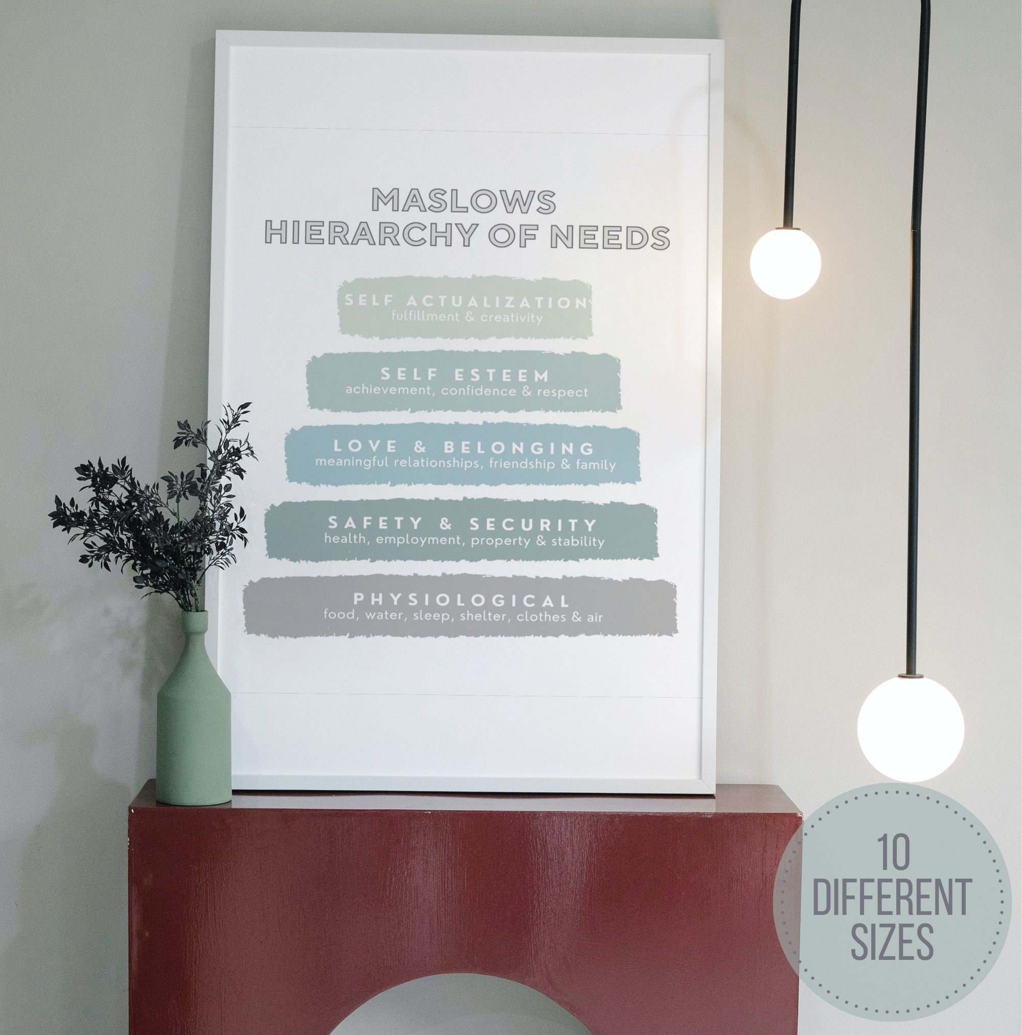 Maslows Hierarchy of Needs Print, Counseling Poster, Mental Health ...