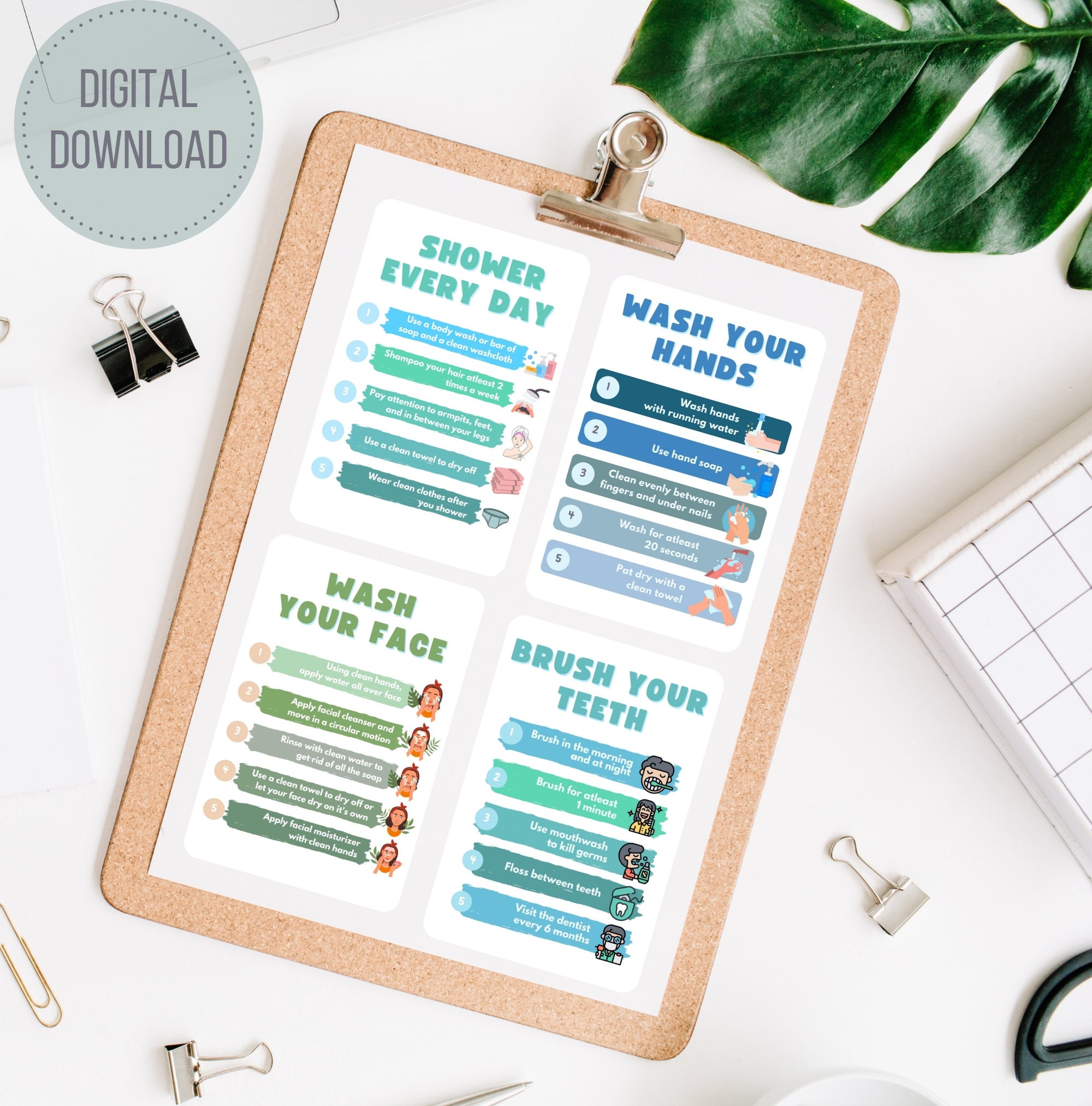 Hygiene Poster Bundle, Hygiene Tracker, Hygiene Printable, Hygiene ...