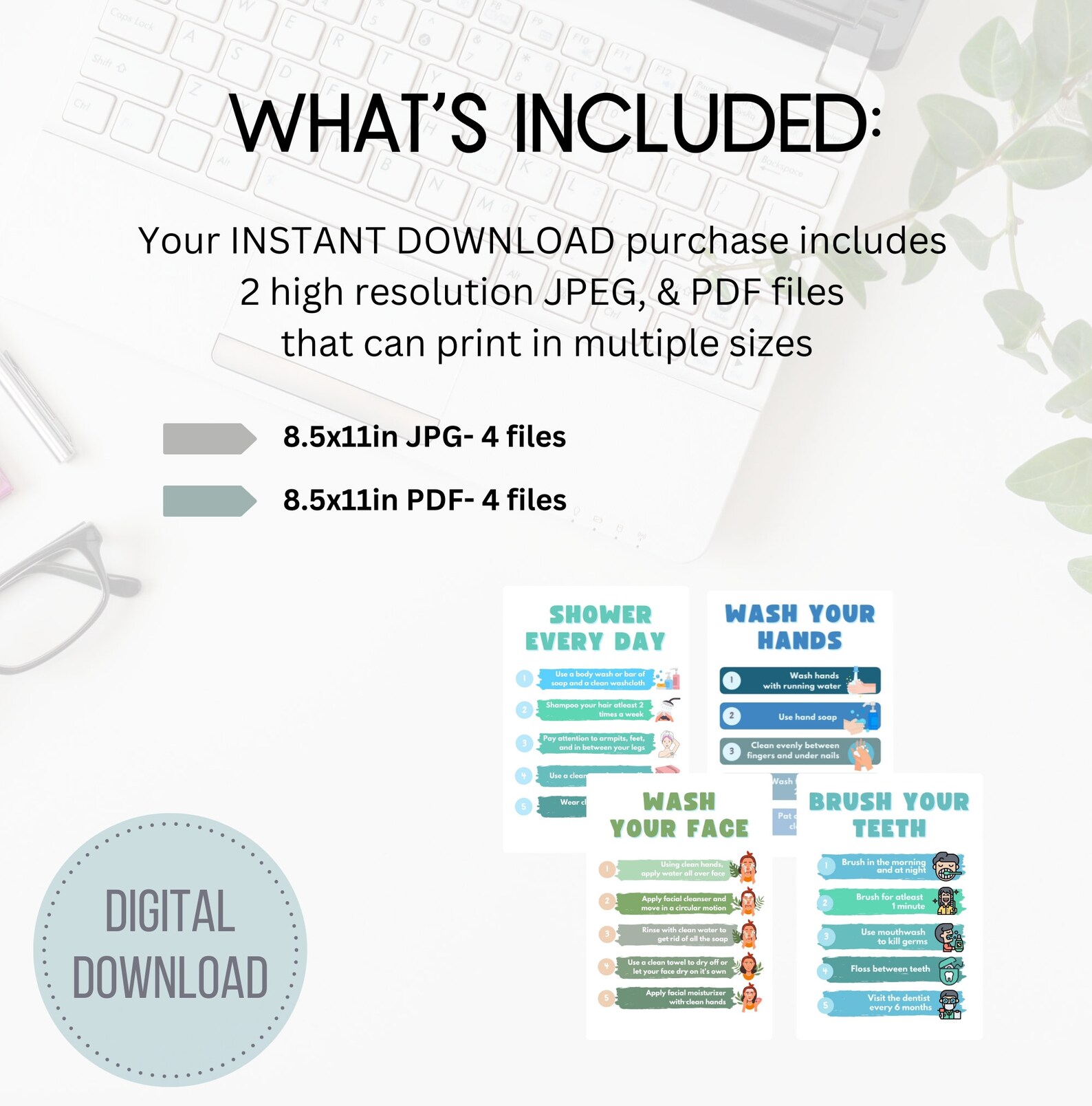 Hygiene Poster Bundle, Hygiene Tracker, Hygiene Printable, Hygiene ...