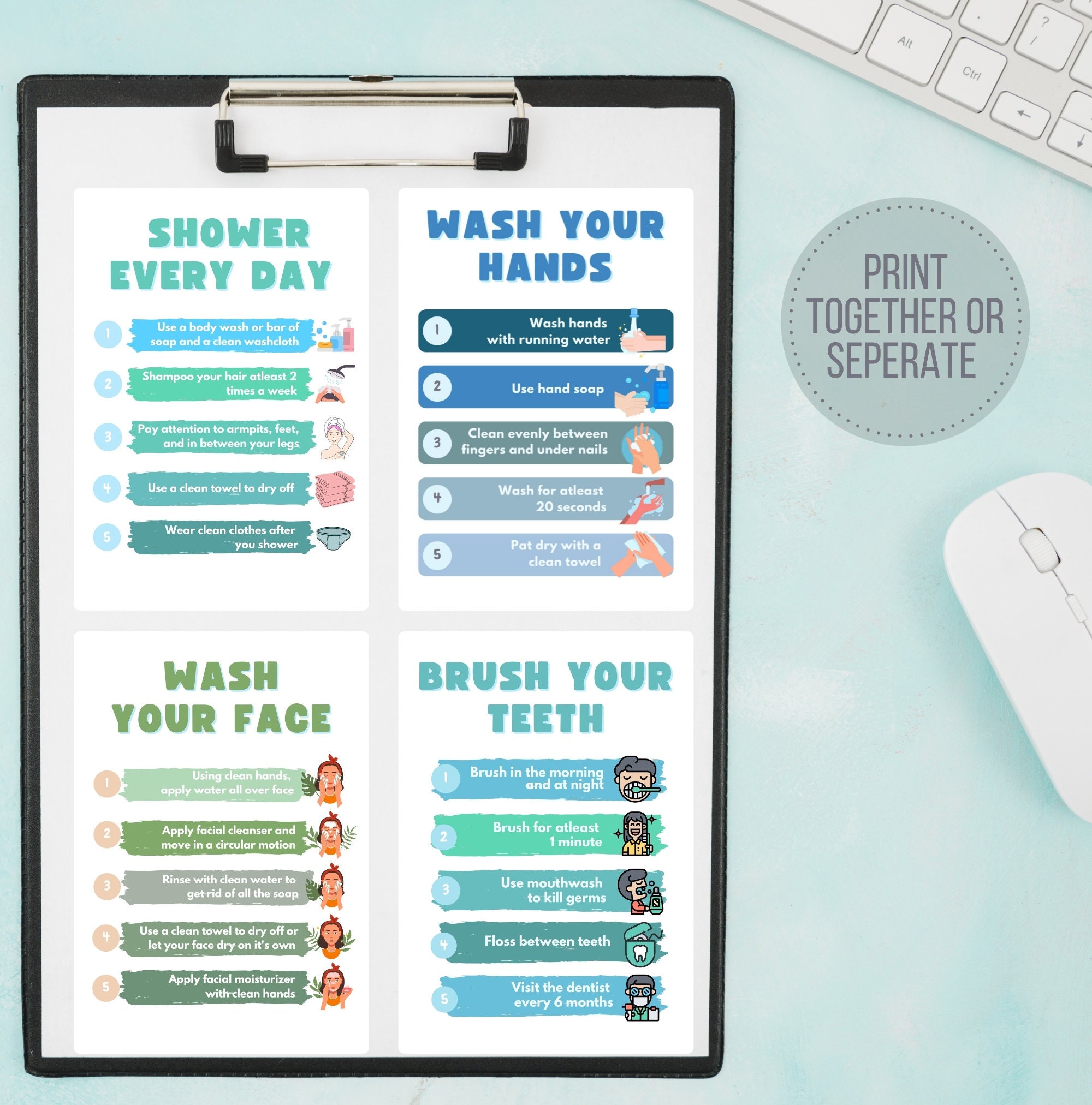 Hygiene Poster Bundle, Hygiene Tracker, Hygiene Printable, Hygiene ...