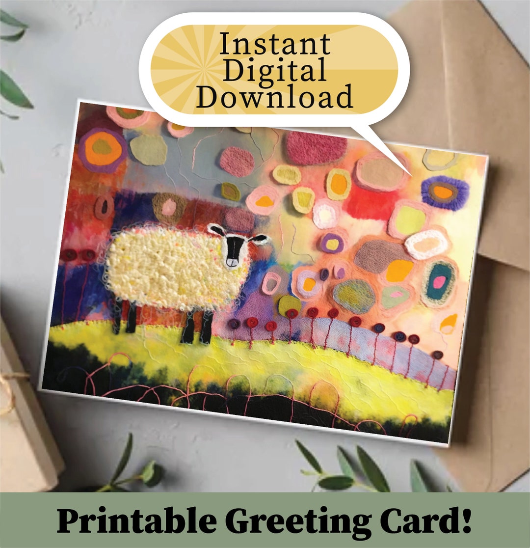 Sheep Fun Art Any Event Greeting Card - Etsy