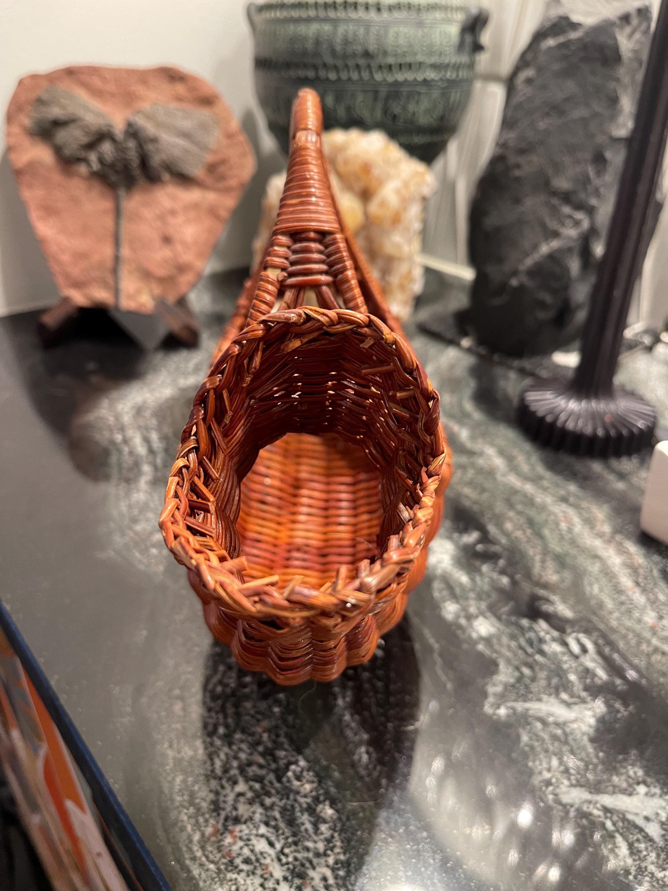 Vintage Wicker Basket Fish With Handle - Etsy