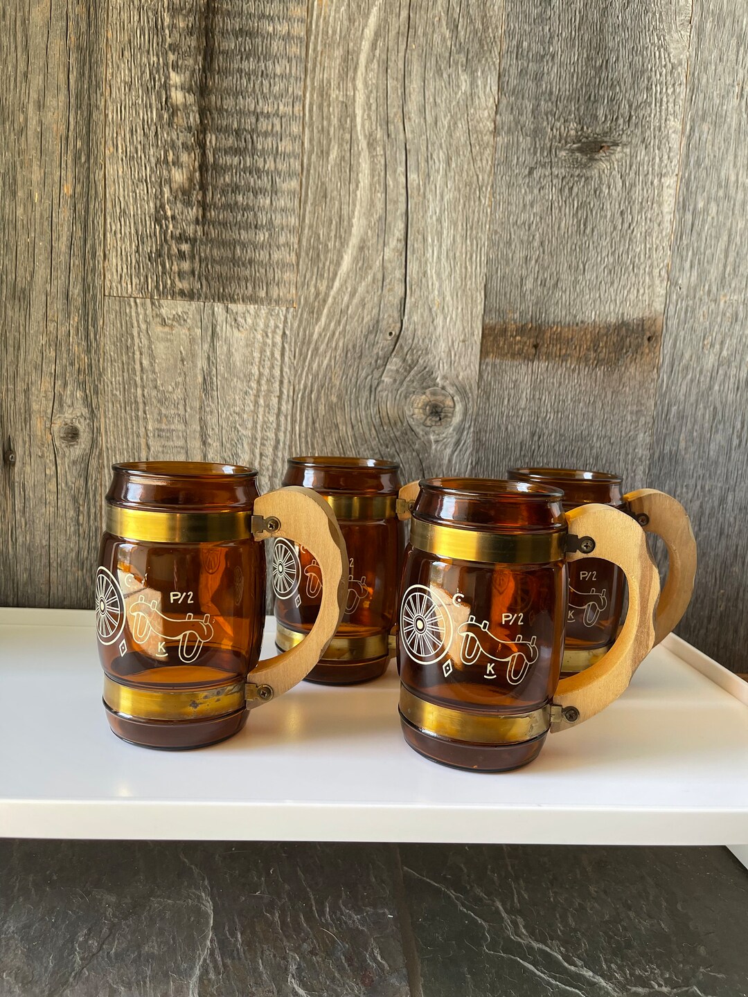Siesta Ware - Western Theme - Amber Mug W. Wooden Handle - Vintage ...