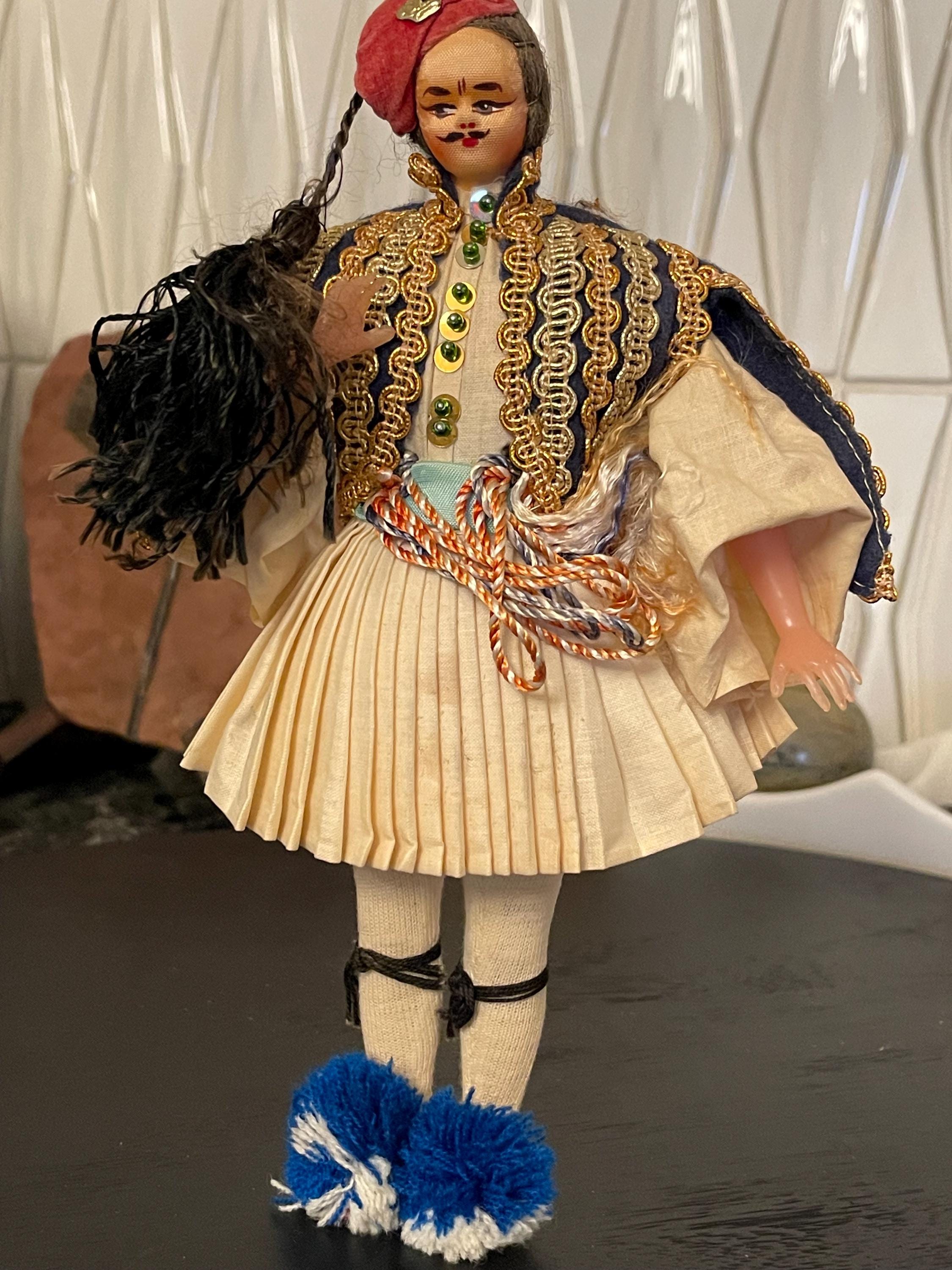 Vintage Greek Doll - Traditional Costume - Souvenir Doll - 10" - Male ...