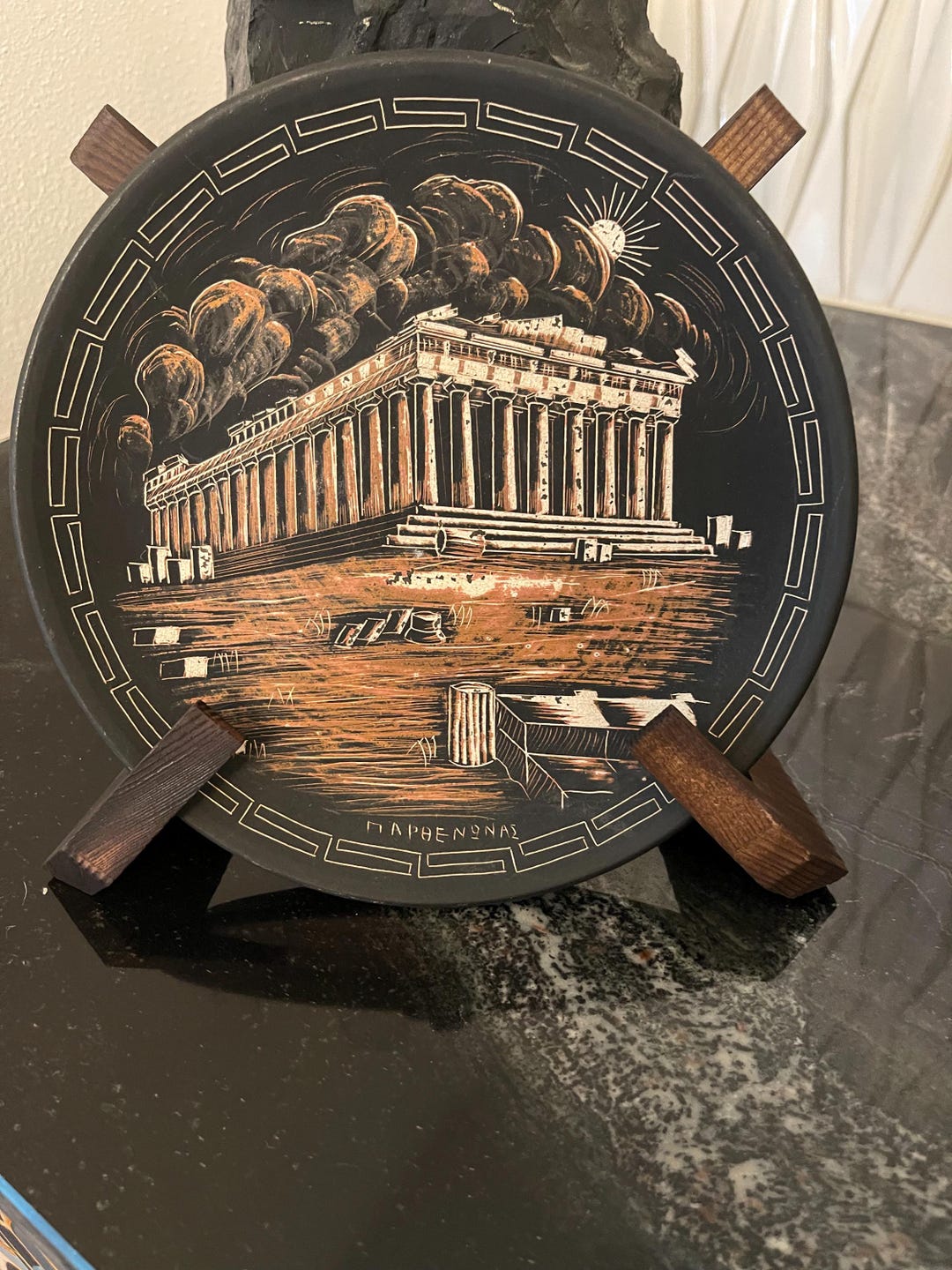 Parthenon - Greek Hand Painted Decorative Plate - 8" - Etsy