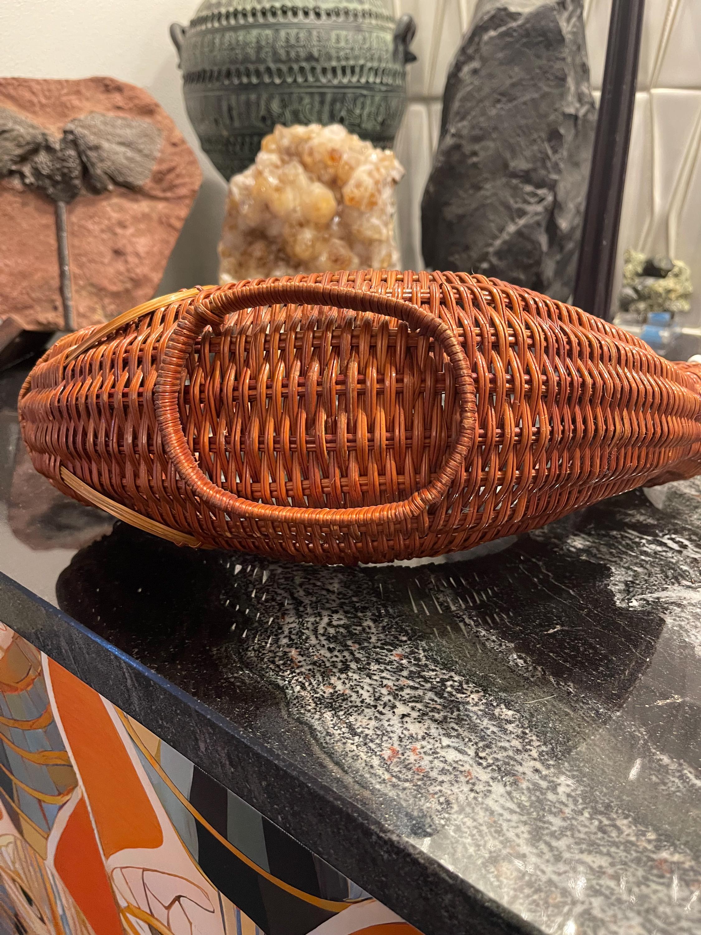 Vintage Wicker Basket Fish With Handle - Etsy
