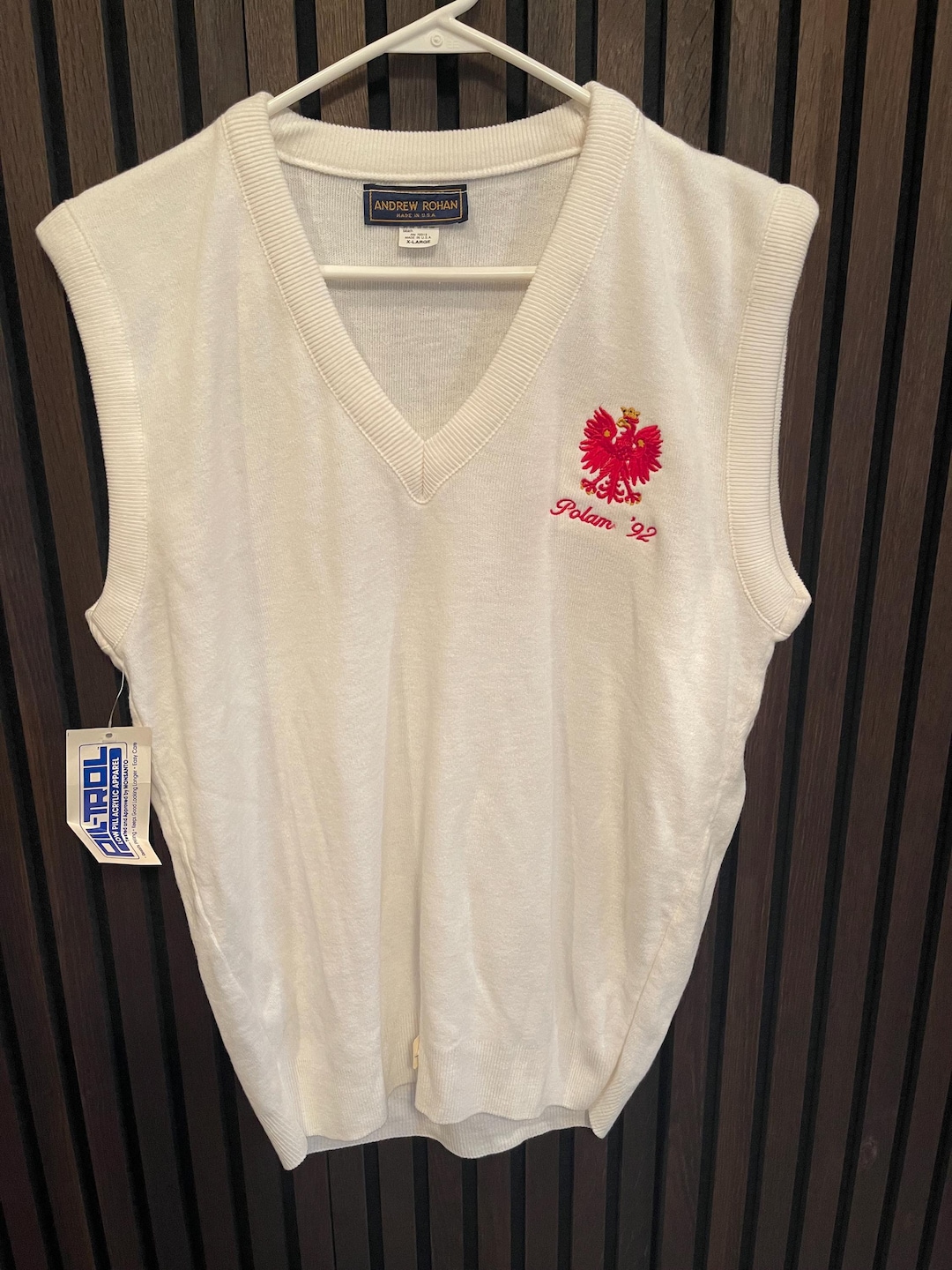 Vintage Andrew Rohan Sweater Vest - Poland 92 - Made in USA - White ...
