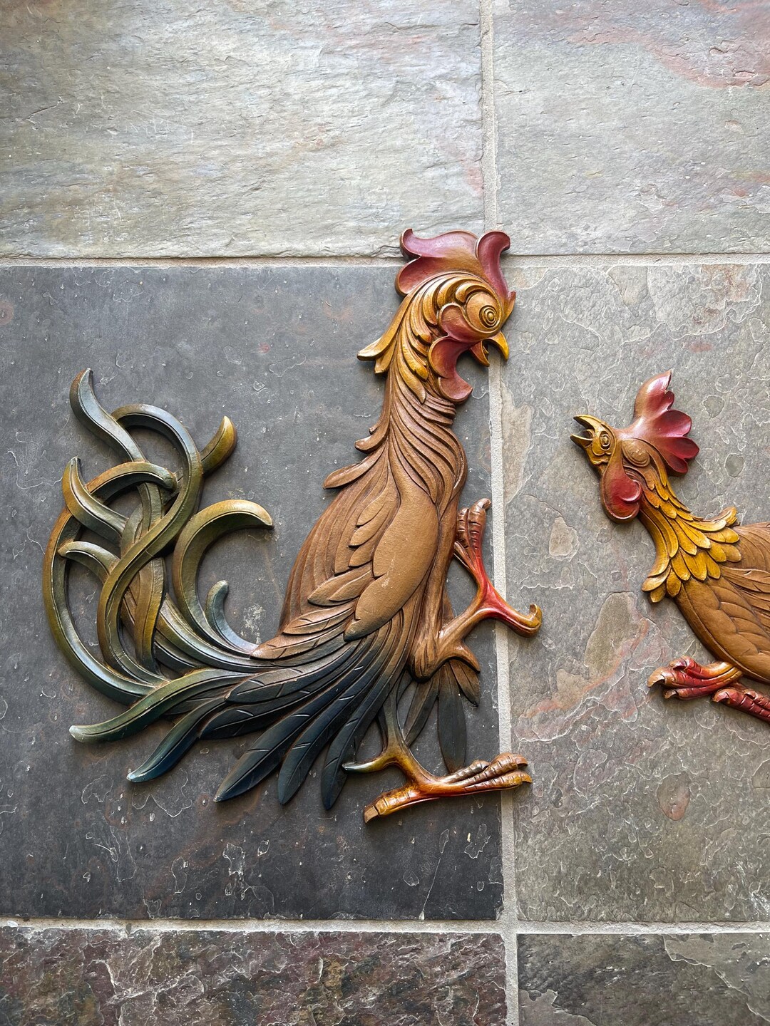 Vintage Syroco Inc Rooster Set Wall Hangings - Etsy