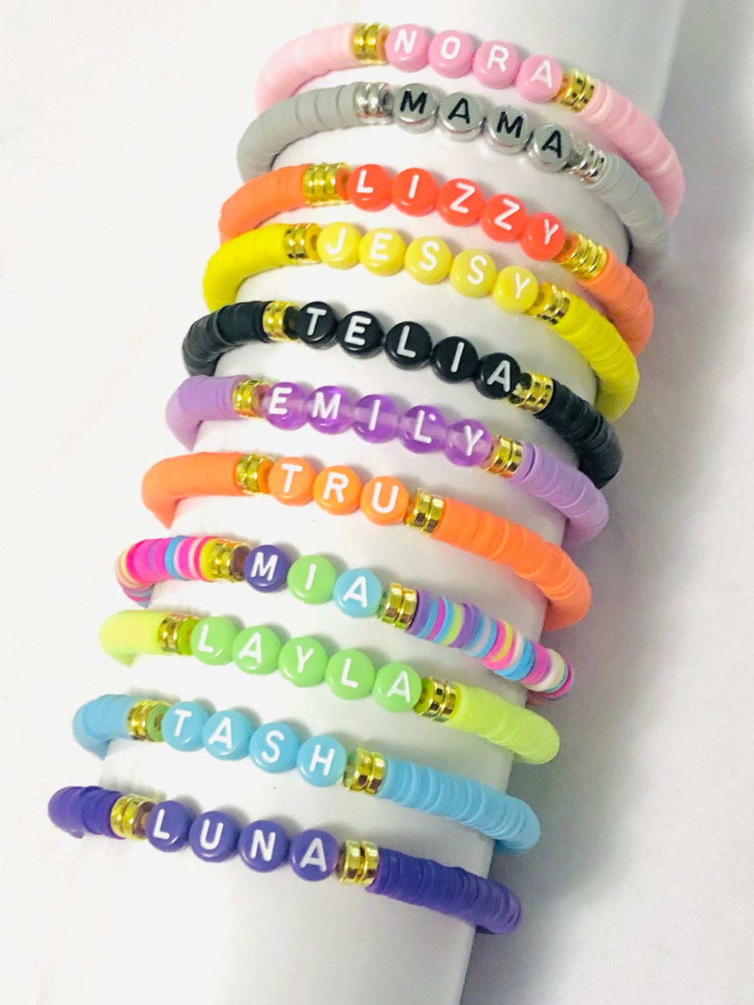 Personalized Heishi Name Bracelet Heishi Bracelet Women - Etsy