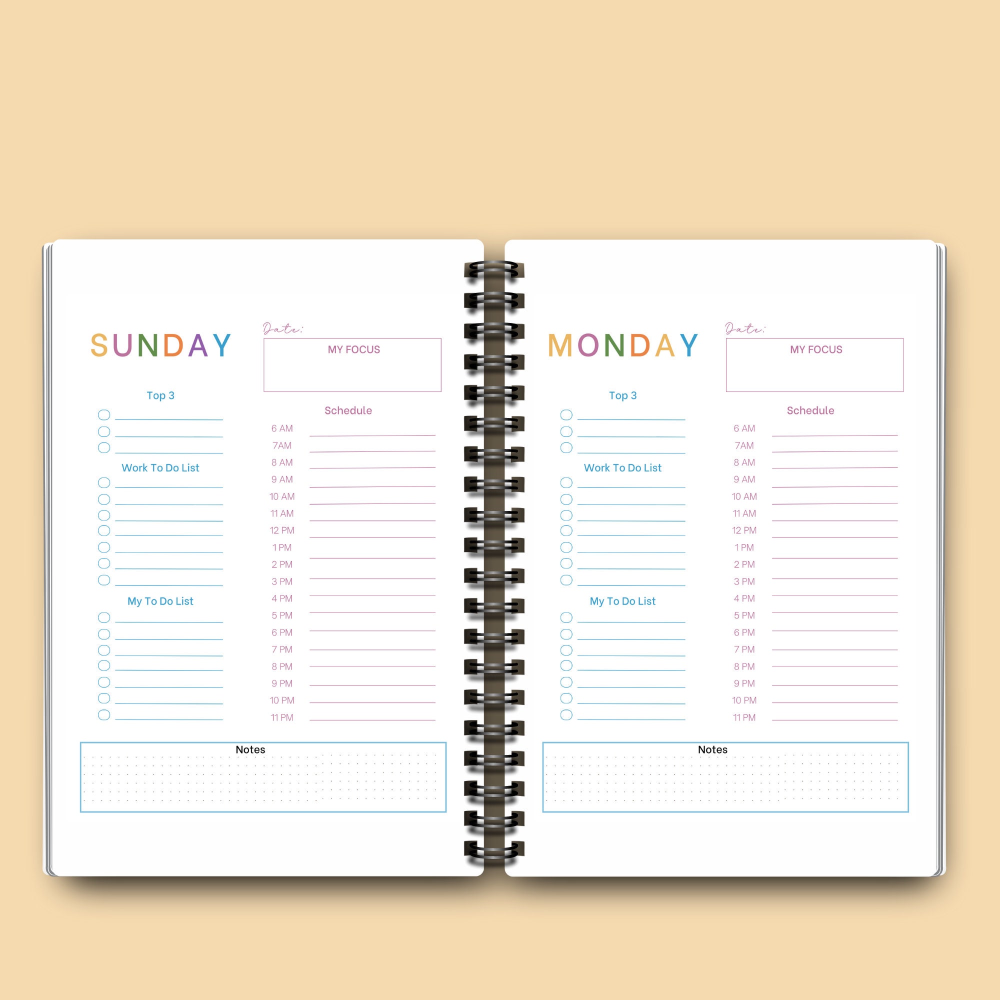 Daily and Weekly Planner Daily Overview Planner / Daily Planner Digital ...