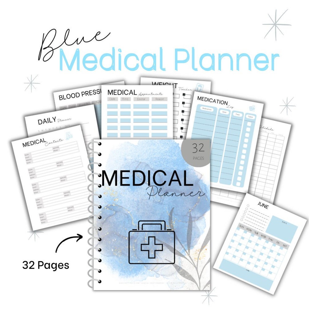 Blue Medical Planner Health Planner Notability Planner Medical Binder ...