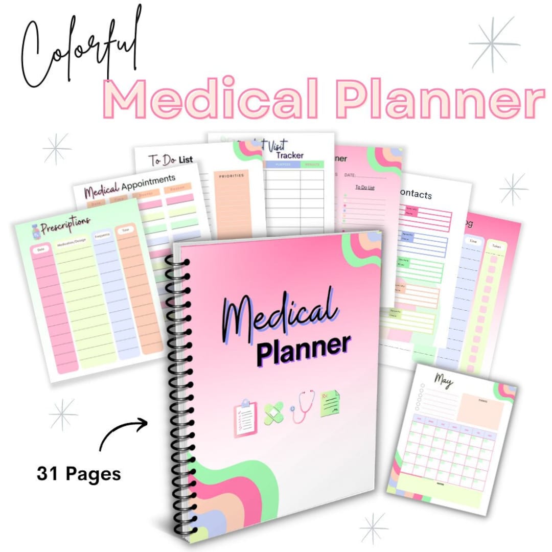 Colorful Medical Planner - Health Tracker and Organizer | Caregiver ...