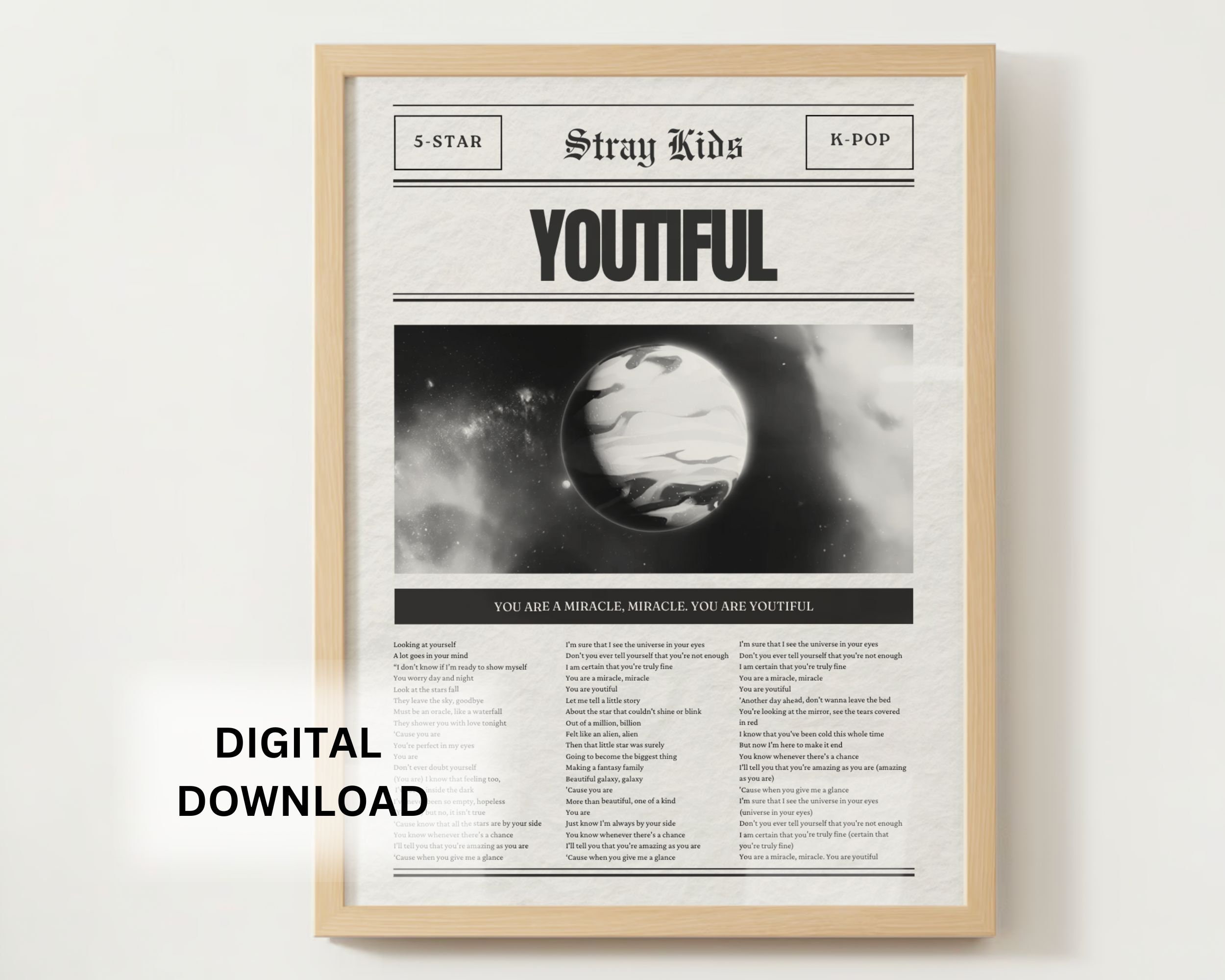 Stray Kids Youtiful Poster Digital Download, SKZ 5-star Art Print ...