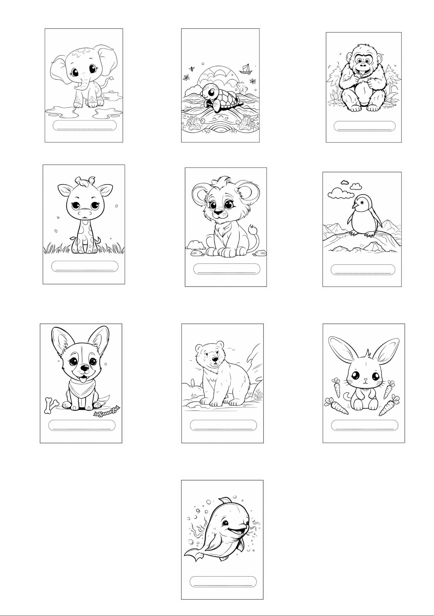 10 Animals Coloring Pages Ready for Printing - Etsy