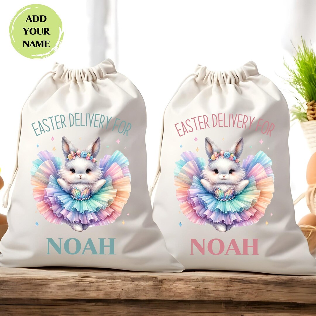 Easter Sack Bag, Personalized Bunny, Easter Egg Hunt, Kids Easter Basket, Toddler Easter, Easter ...