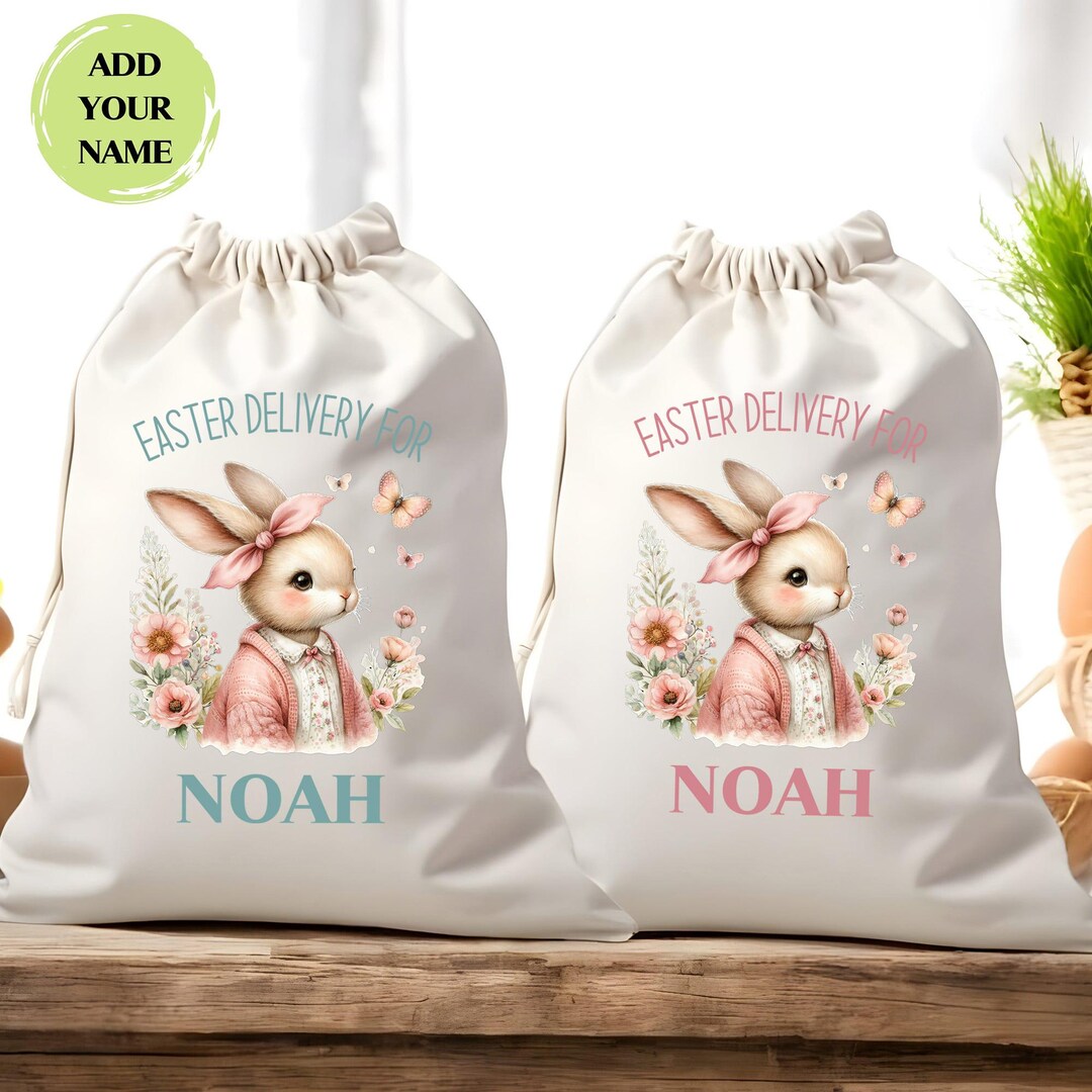 Personalized Easter Bag, Bunny Design, Easter Gift Bag, Kids Easter ...