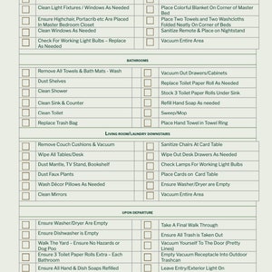 Airbnb VRBO Cleaning Checklist Digital Template - Etsy