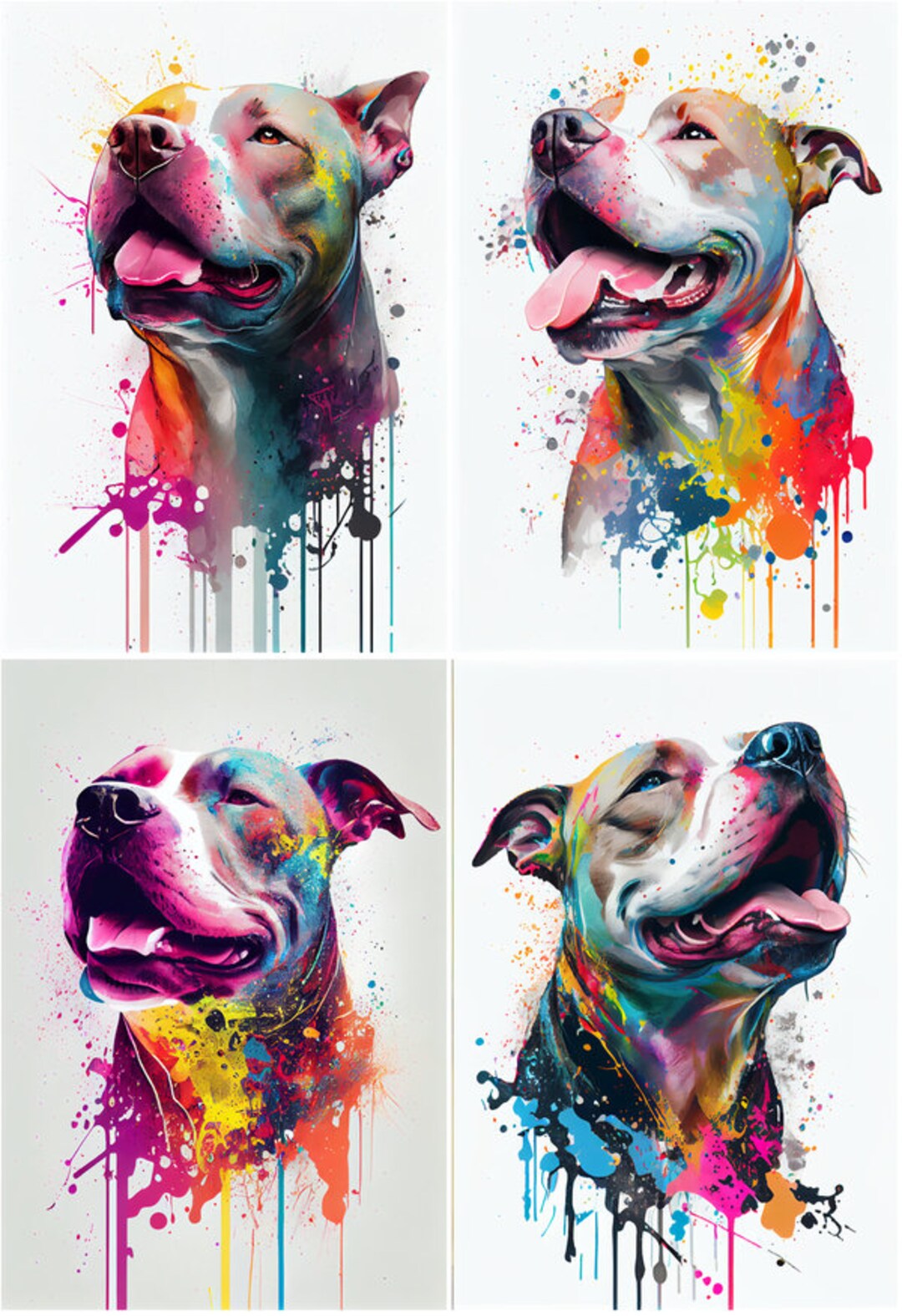 Vibrant Pitbull Art Prints Collection - Etsy