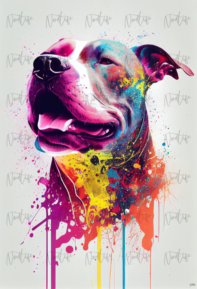 Vibrant Pitbull Art Prints Collection - Etsy
