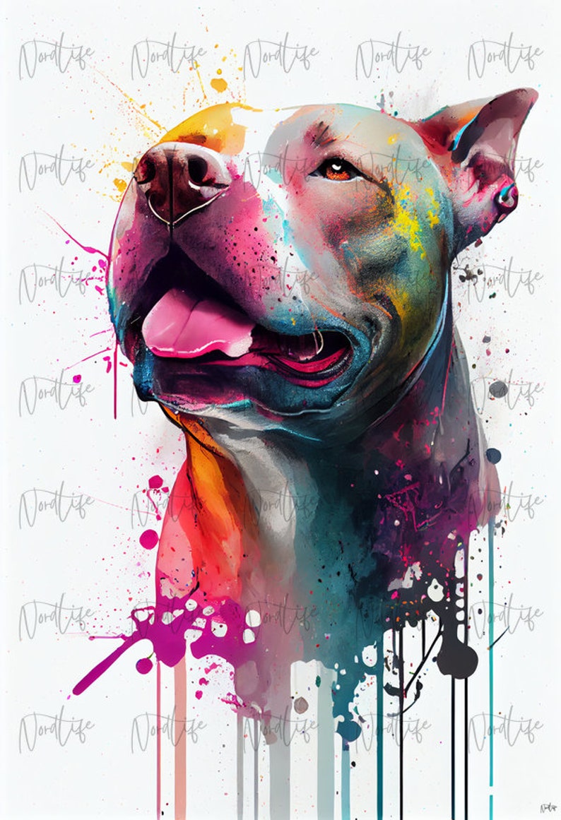 Vibrant Pitbull Art Prints Collection - Etsy