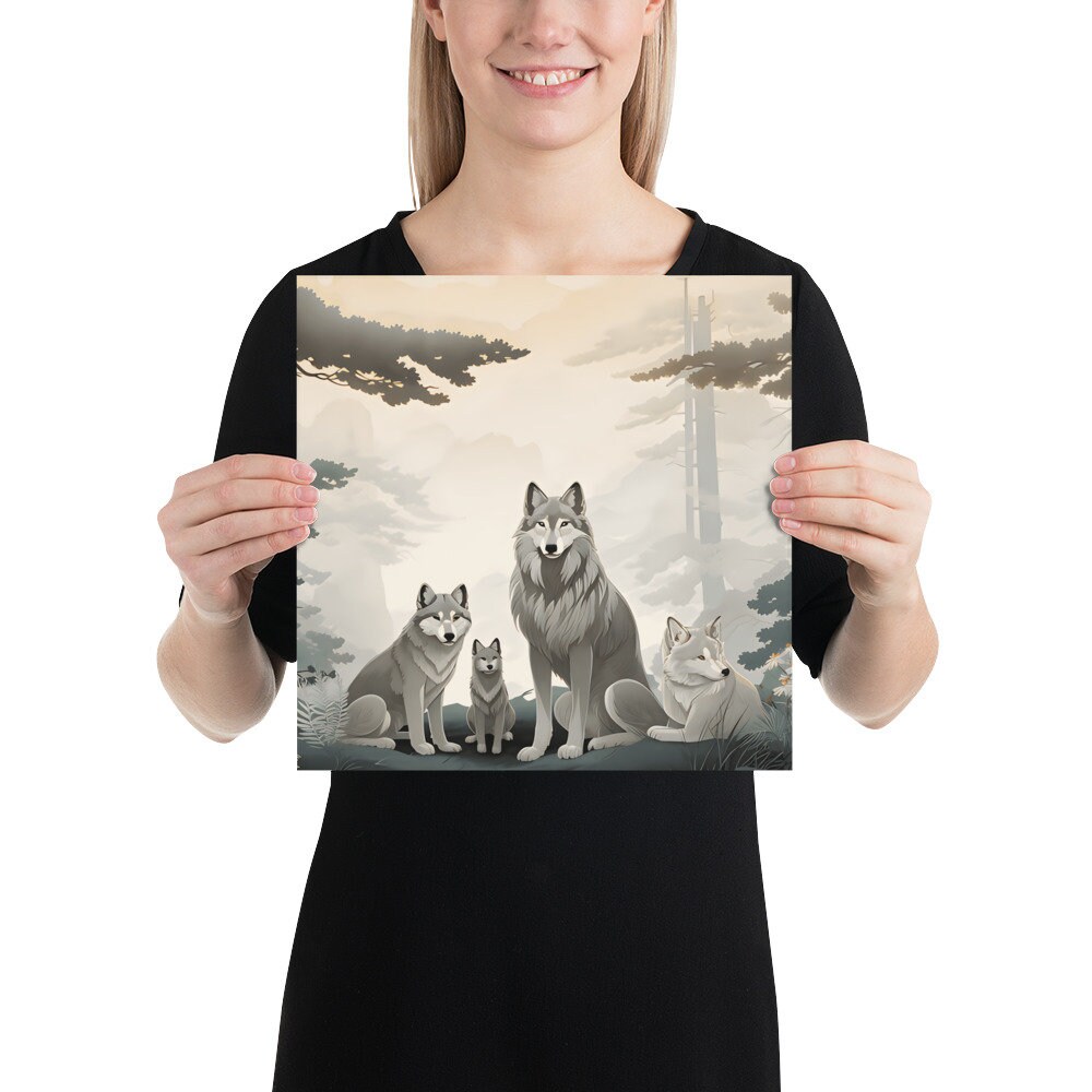 Japanese Ukiyo-e Style Wolf Family photo Paper Poster - Etsy