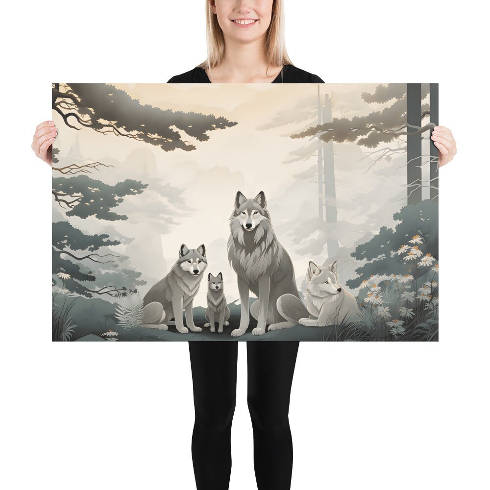 Japanese Ukiyo-e Style Wolf Family photo Paper Poster - Etsy
