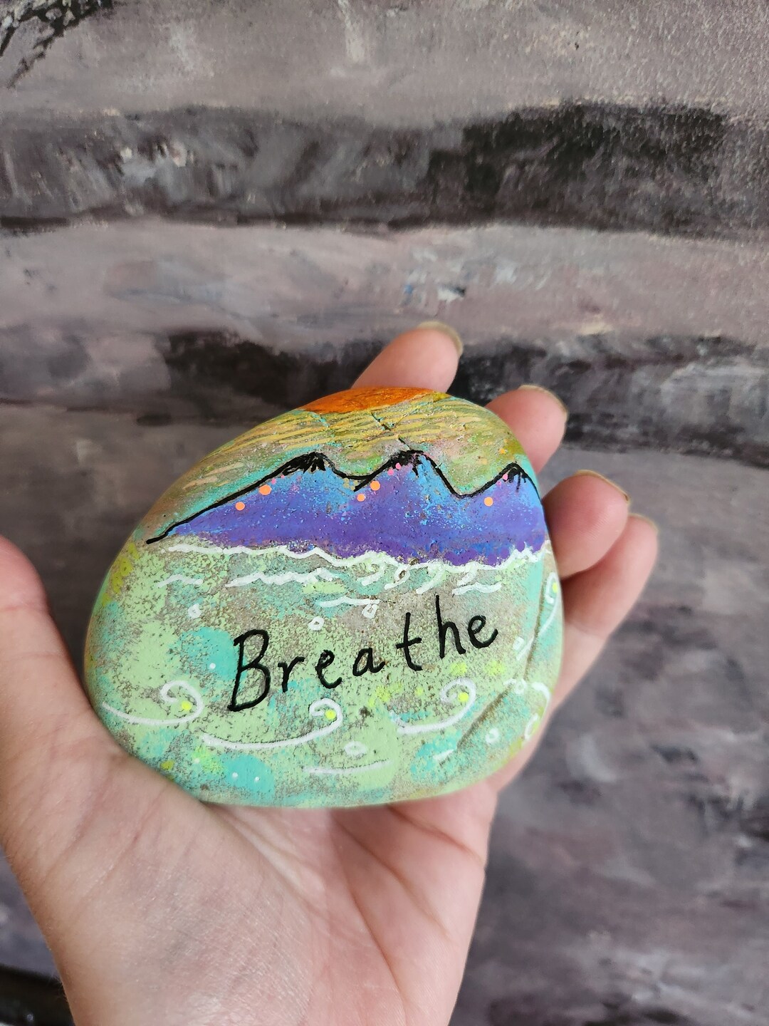 Relaxation Painted Rock/ 3 X 3 1/2 In/ Unique Gift/ Bathroom Decor ...