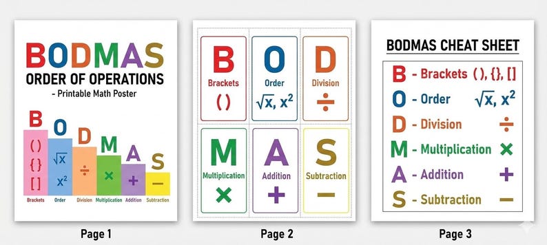 BODMAS PEMDAS Practice Deck | Math Flashcards & Order of Operations ...