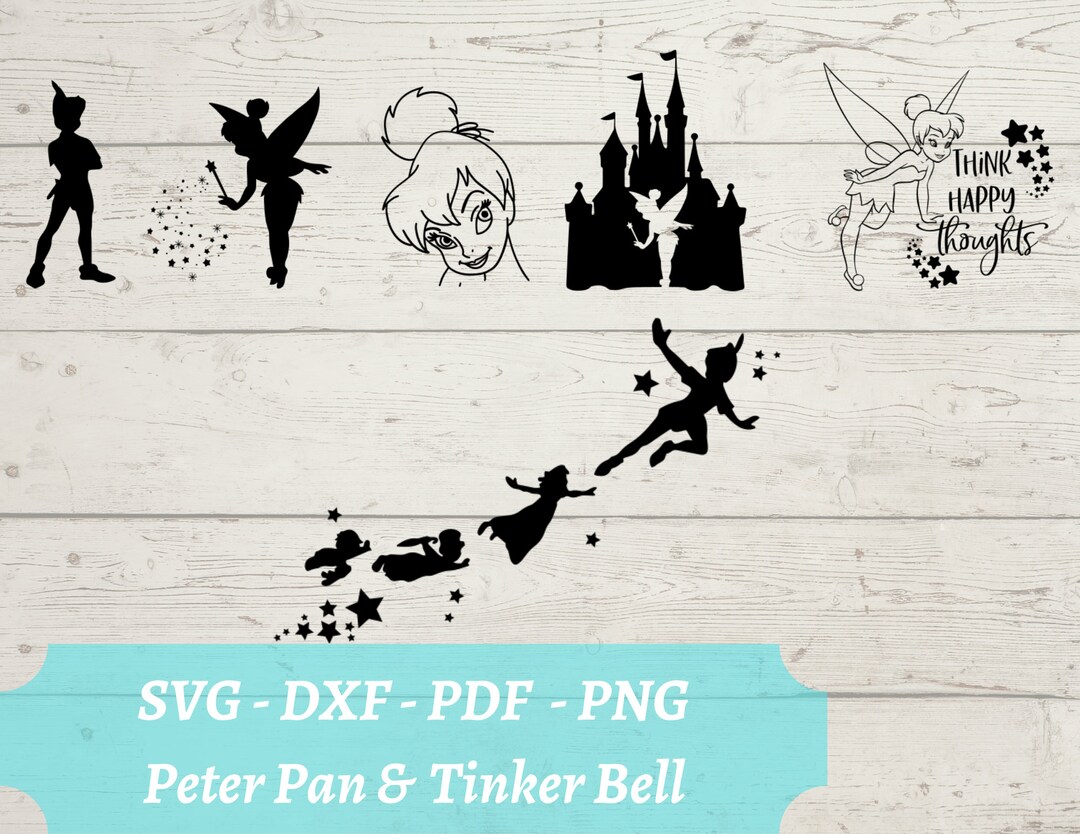 Peter Pan and Tinker Bell Bundle SVG - Castle, Magic Digital File - Svg ...