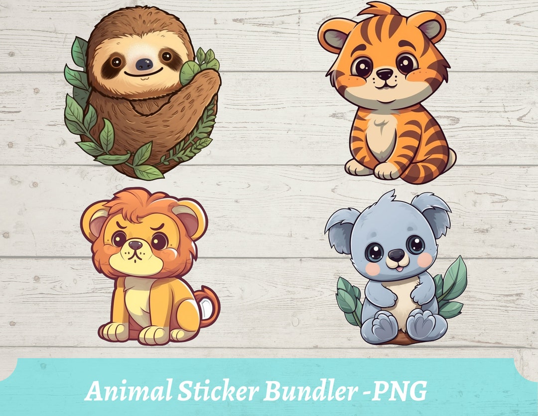 Digital Animal Stickers PNG File, Animal Stickers Download Digital File ...