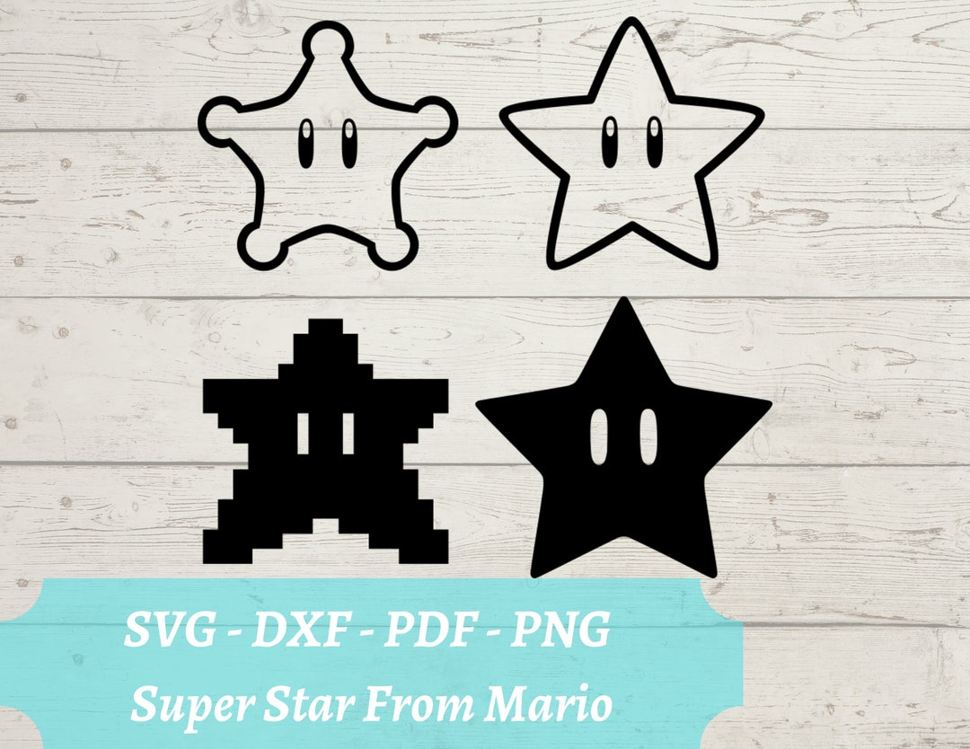 Super Star SVG File, Video Game Pixel Star, Super Mario Bros Superstar ...