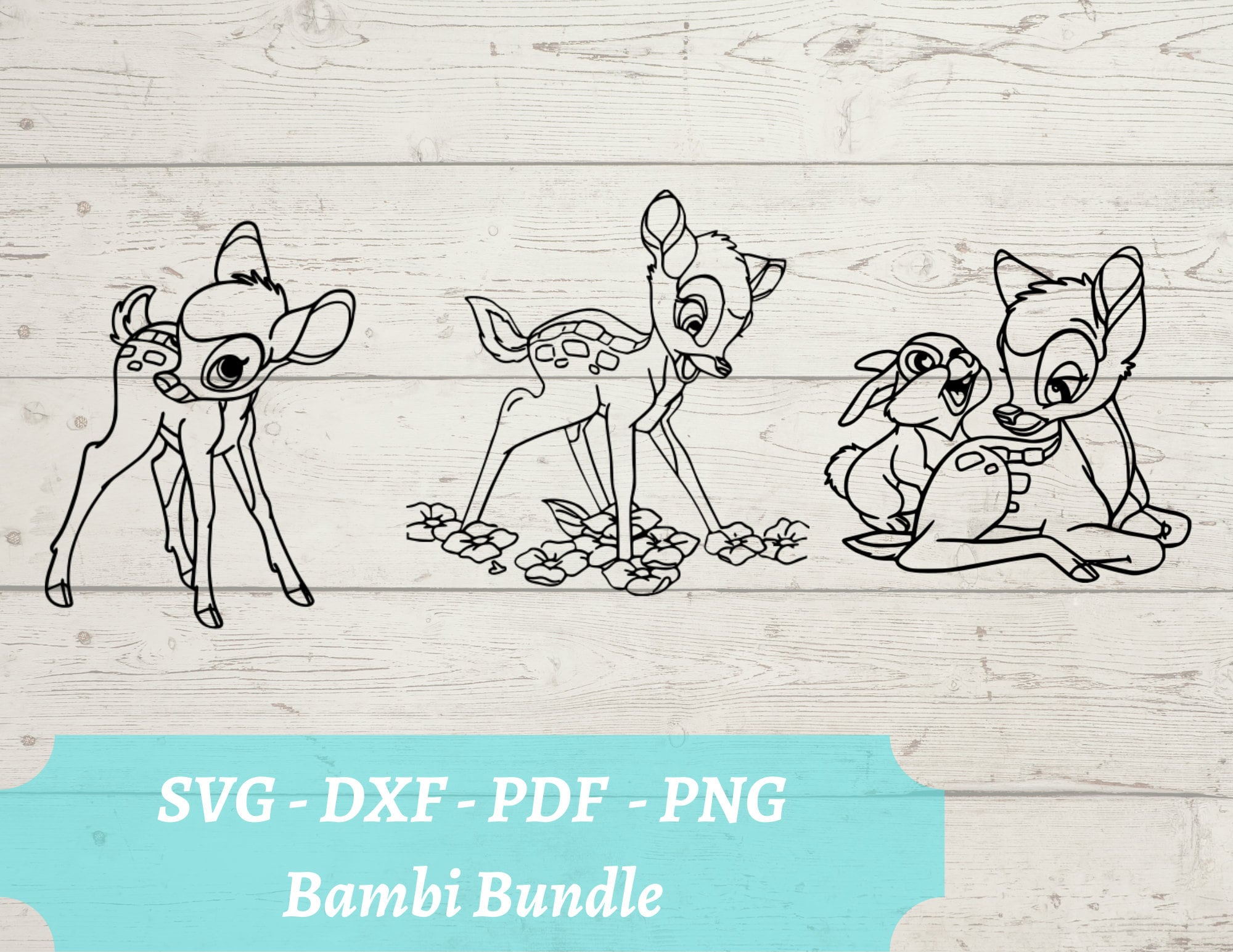 Bambi Bundle SVG Laser Cut File, Bambi and Thumper Download Digital ...