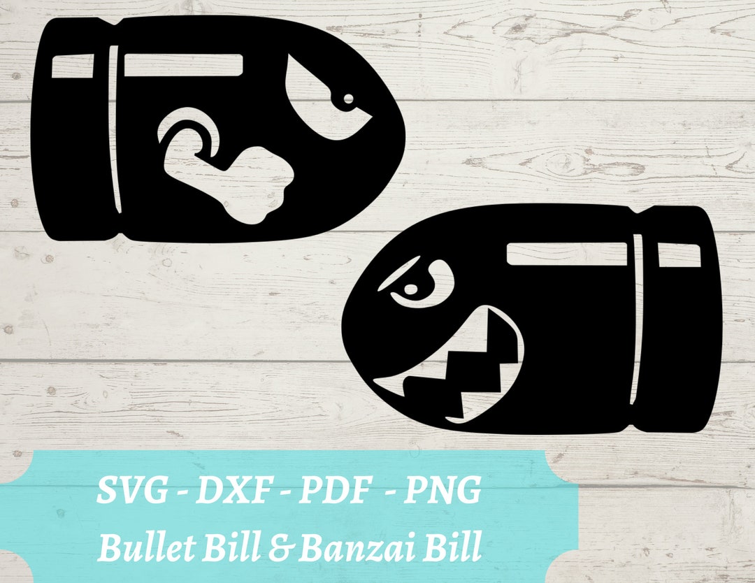 Bullet Bill and Banzai Bill SVG File, Bullet Bill From Super Mario Bros ...