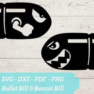 Bullet Bill and Banzai Bill SVG File, Bullet Bill From Super Mario Bros ...