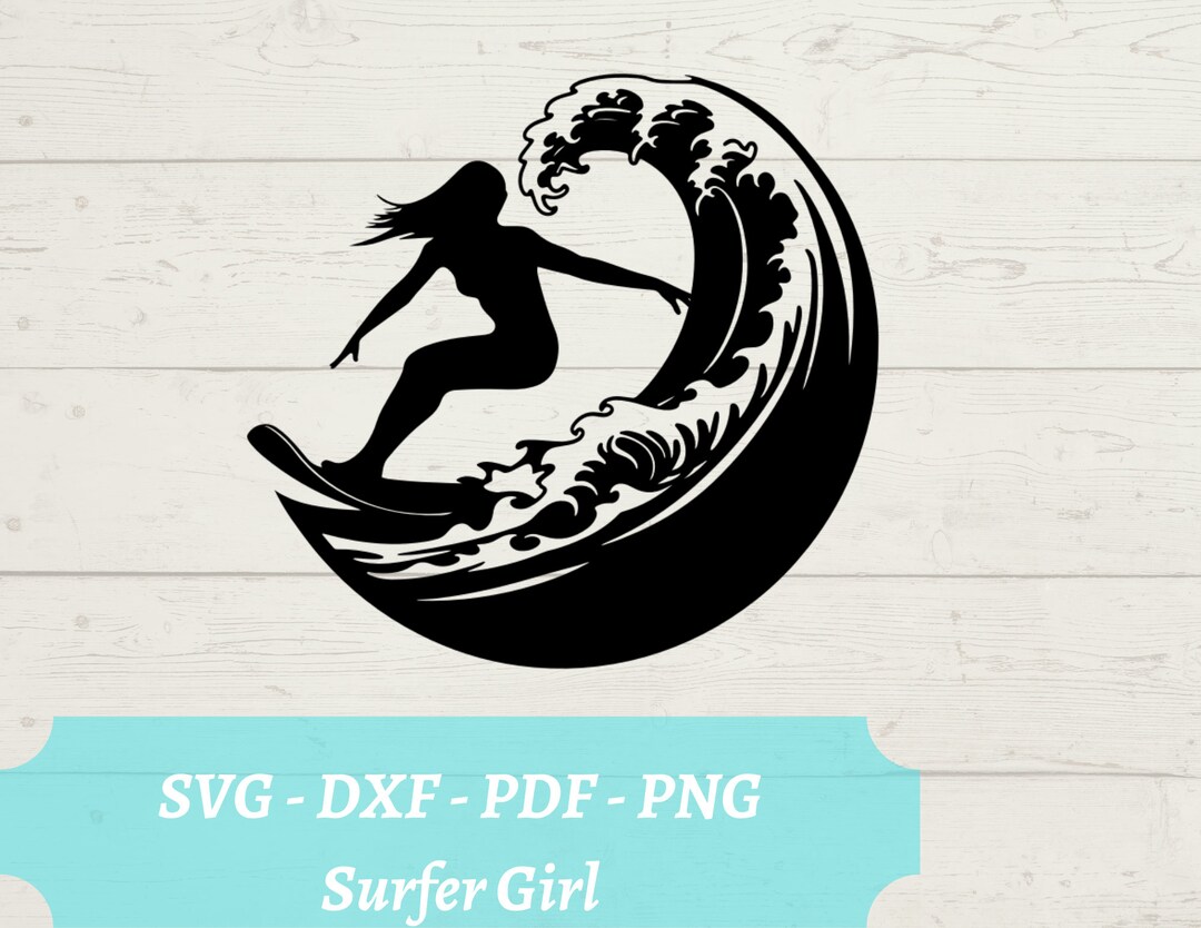 Surfer Girl SVG File, Surfing Wave Download Digital File - Dxf, Pdf ...
