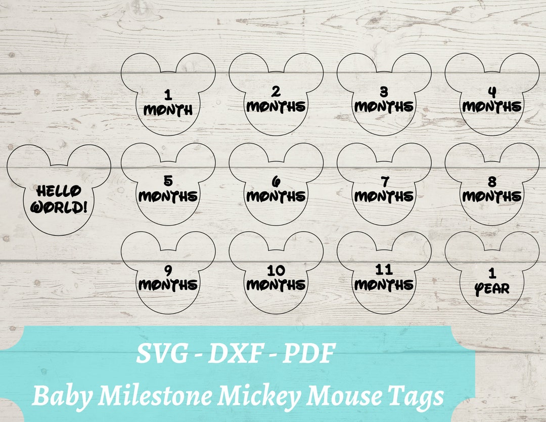 Baby Milestone Mickey SVG Laser Cut File, Download Digital File - DXF ...