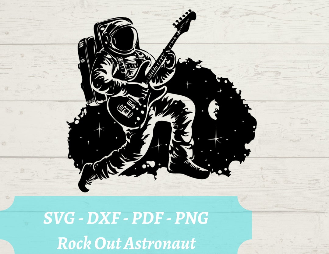 Rock Out Astronaut SVG File, Astronaut Guitar Space Download Digital ...